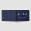 Navy Blue Signature Script Wedding Guest Book | Zazzle