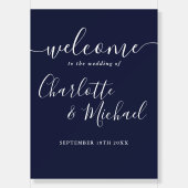 Navy Blue Signature Script Wedding Welcome Sign | Zazzle
