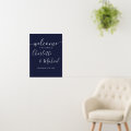 Navy Blue Signature Script Wedding Welcome Sign | Zazzle