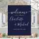 Navy Blue Signature Script Wedding Welcome Sign | Zazzle