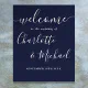Navy Blue Signature Script Wedding Welcome Sign | Zazzle
