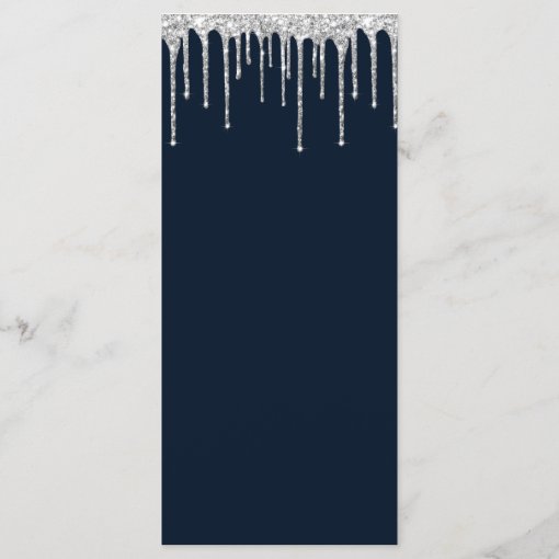 Navy blue silver glitter drips Birthday Program | Zazzle