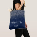 Navy Blue Silver Glitter Wedding Mother Of Bride Tote Bag | Zazzle