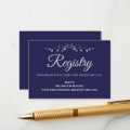 Navy Blue & Silver Gray Elegant Wedding Registry Enclosure Card | Zazzle
