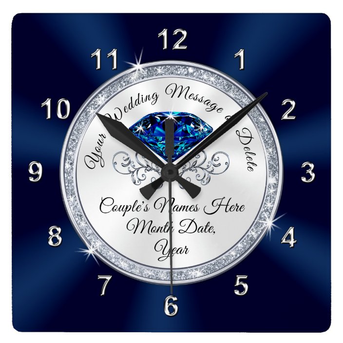 Navy Blue, Silver Personalized Wedding Clock | Zazzle.com