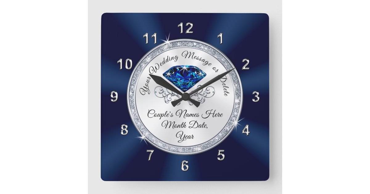 Navy Blue, Silver Personalized Wedding Clock | Zazzle