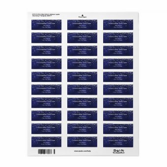 Navy blue silver return address label | Zazzle