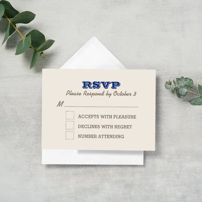 Navy Blue & Silver RSVP Card | Zazzle