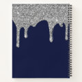 Navy Blue Silver Sparkle Glitter Drips Monogram Notebook | Zazzle