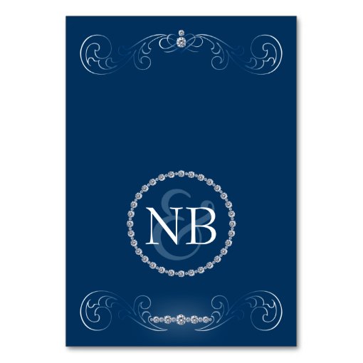Navy blue silver wedding table number cards | Zazzle