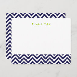 Navy Blue Simple Chevron Thank You Note Cards | Zazzle
