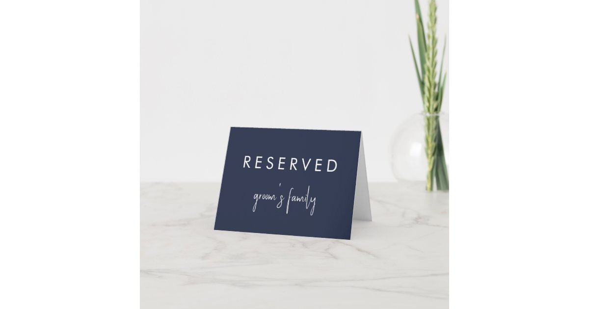 Navy blue simple elegant reserved sign card | Zazzle