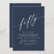 Navy Blue | Simple Fifty Script 50th Birthday Invitation | Zazzle