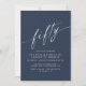 Navy Blue | Simple Fifty Script 50th Birthday Invitation | Zazzle