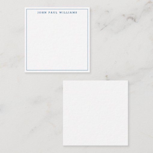 Navy Blue Simple Formal Modern Thin Border Square Note Card | Zazzle