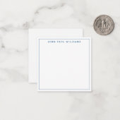 Navy Blue Simple Formal Modern Thin Border Square Note Card | Zazzle