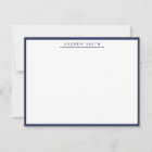 Navy Blue Simple Line Modern Classic Minimalist Note Card | Zazzle