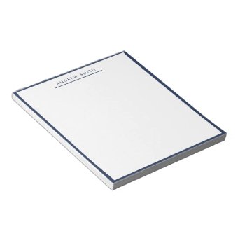 Navy Blue Simple Line Modern Classic Minimalist Notepad | Zazzle