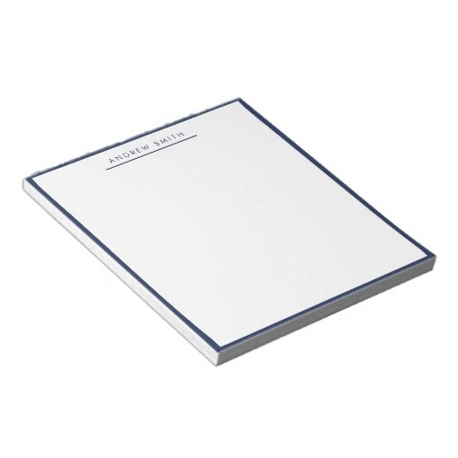 Navy Blue Simple Line Modern Classic Minimalist Notepad | Zazzle