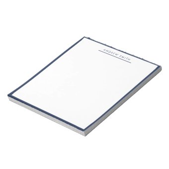 Navy Blue Simple Line Modern Classic Minimalist Notepad | Zazzle