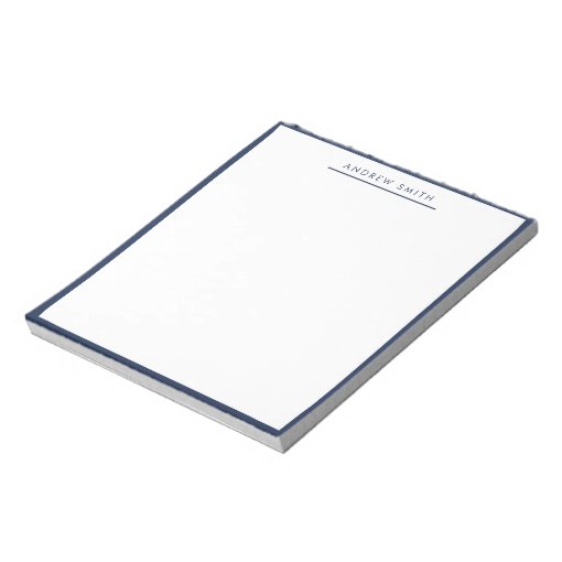 Navy Blue Simple Line Modern Classic Minimalist Notepad | Zazzle