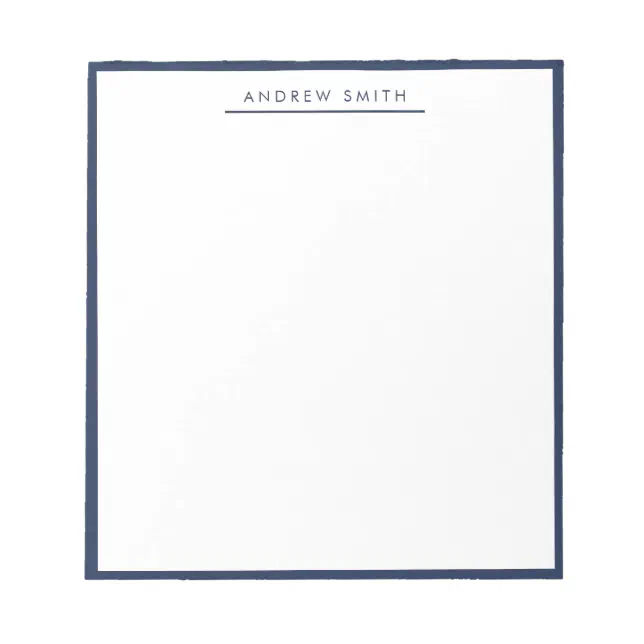 Navy Blue Simple Line Modern Classic Minimalist Notepad | Zazzle