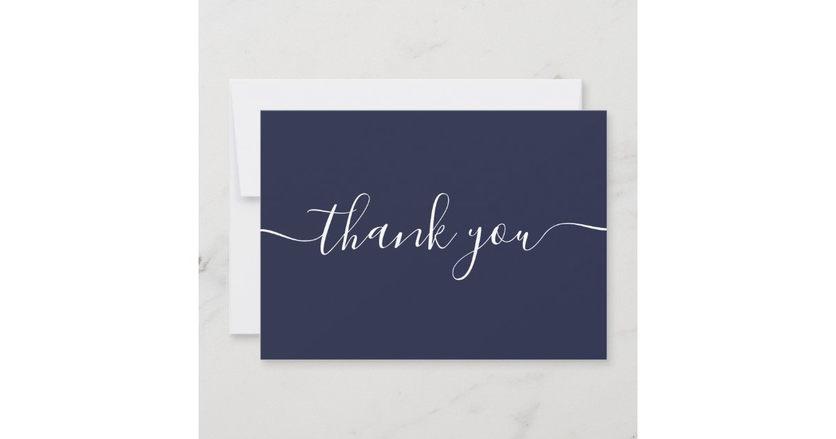 Navy Blue Simple Modern Elegant Script Thank You Card | Zazzle.com