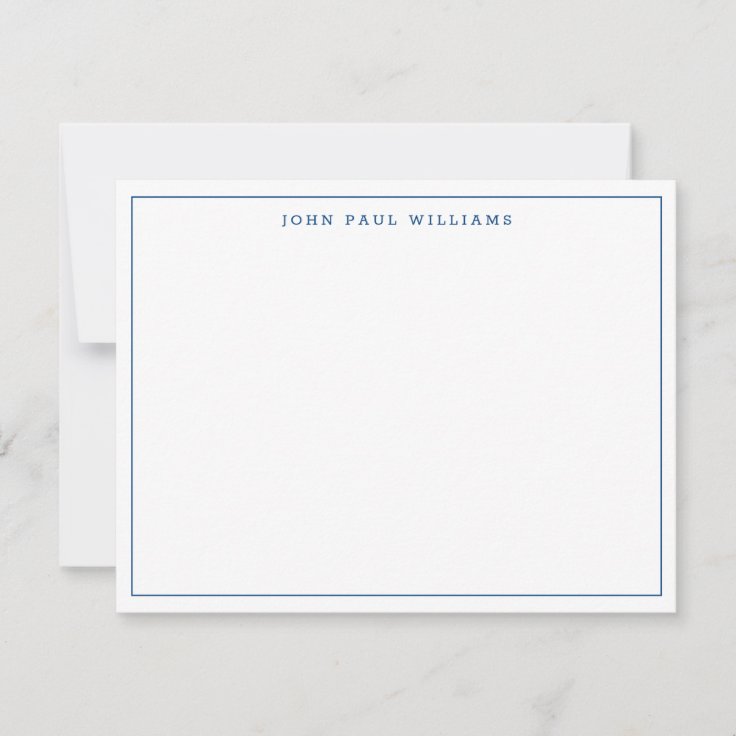 Navy Blue Simple Modern Professional Thin Border Note Card | Zazzle
