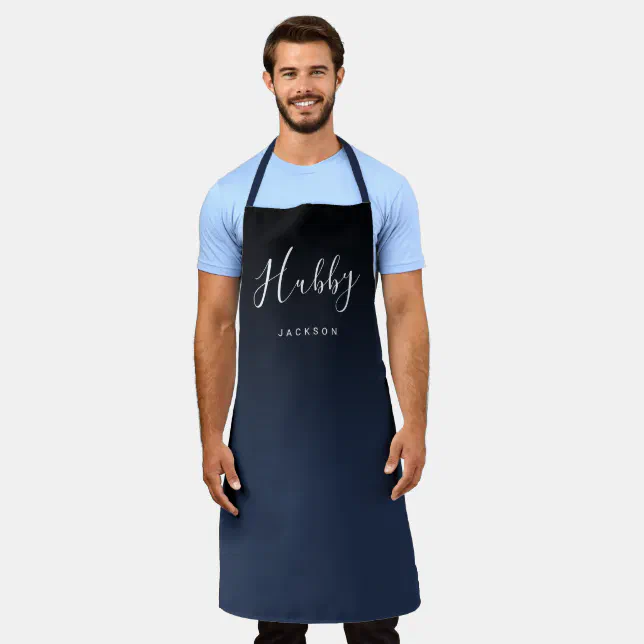 Navy blue simple personalized hubby apron | Zazzle