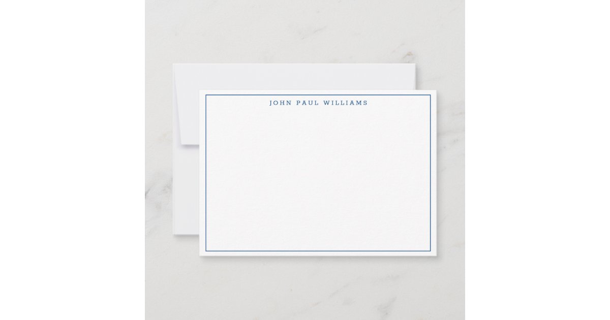 Navy Blue Simple Professional Formal Thin Border Note Card | Zazzle