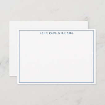 Navy Blue Simple Professional Formal Thin Border Note Card | Zazzle