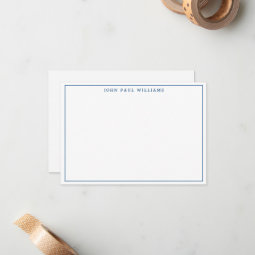 Navy Blue Simple Professional Formal Thin Border Note Card | Zazzle