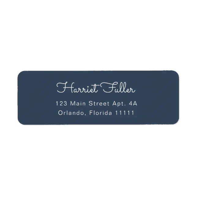 Navy Blue Simple Script Return Address Label | Zazzle