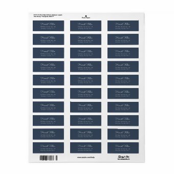 Navy Blue Simple Script Return Address Label | Zazzle