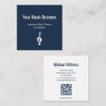 Navy Blue Simple Treble Clef QR code Music Square Business Card | Zazzle