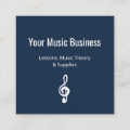 Navy Blue Simple Treble Clef QR code Music Square Business Card | Zazzle