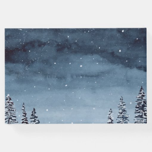 Navy Blue Snow Winter Wonderland | Guestbook | Zazzle