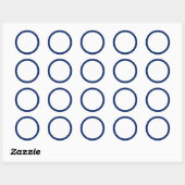 Navy blue solid color border blank classic round sticker | Zazzle