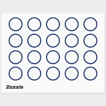Navy blue solid color border blank classic round sticker | Zazzle