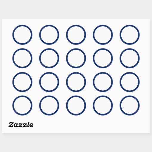 Navy blue solid color border blank classic round sticker | Zazzle
