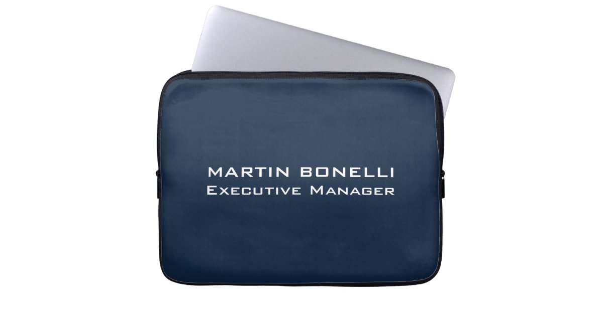 Navy Blue Special Unique Modern Executive Manager Laptop Sleeve | Zazzle