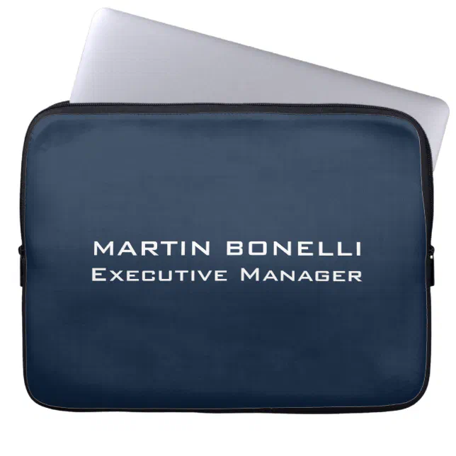 Navy Blue Special Unique Modern Executive Manager Laptop Sleeve | Zazzle