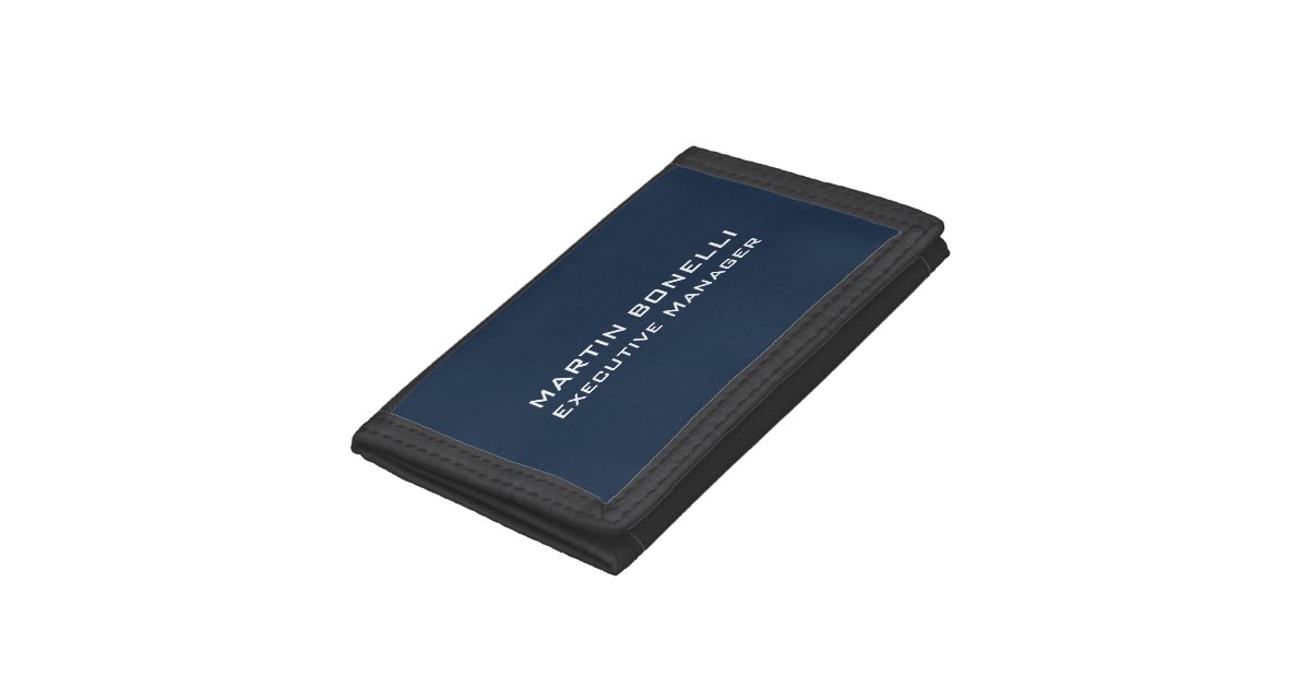 Navy Blue Special Unique Modern Executive Manager Trifold Wallet | Zazzle