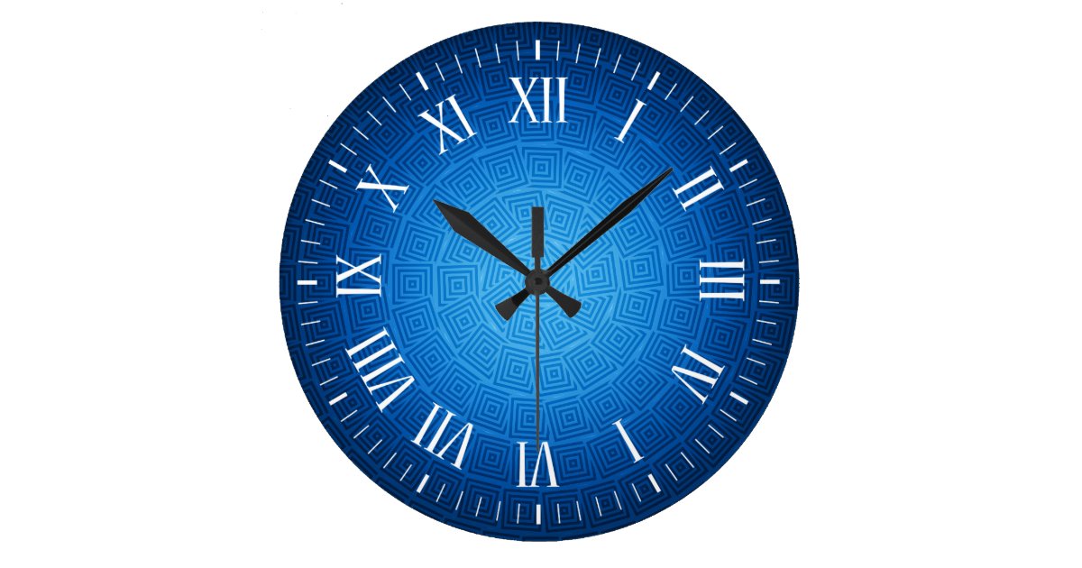 Navy Blue Spiral Design Large Clock | Zazzle.com