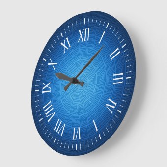 Navy Blue Spiral Design Large Clock | Zazzle