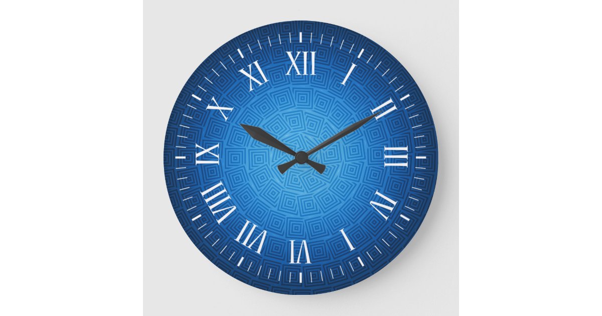 Navy Blue Spiral Design Large Clock | Zazzle