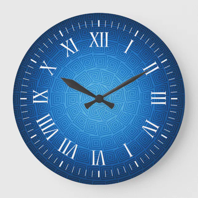 Navy Blue Spiral Design Large Clock | Zazzle