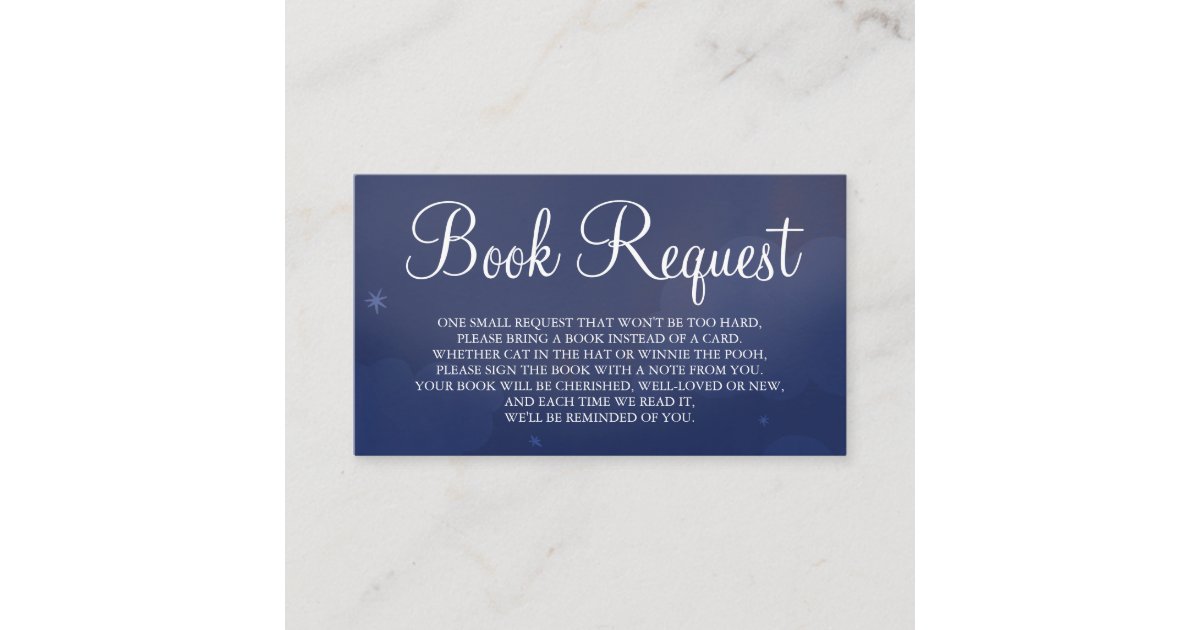 Navy Blue Star Sky Book Request Card | Zazzle
