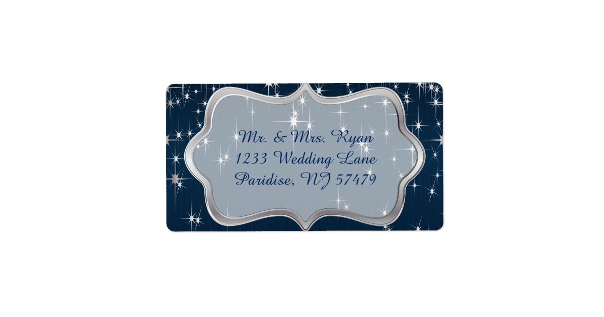 Navy Blue Starry Night Label | Zazzle