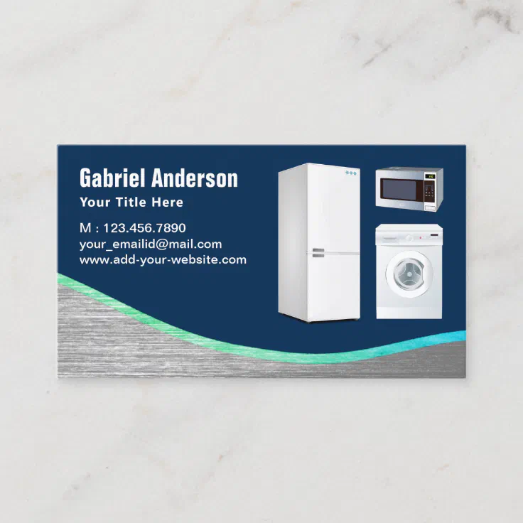 Navy Blue Steel Home Appliances Repair Business Card | Zazzle